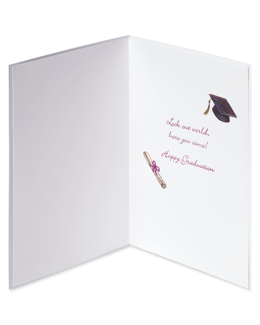 Look Out World Graduation Greeting Card For Her - Designed By Bella ...