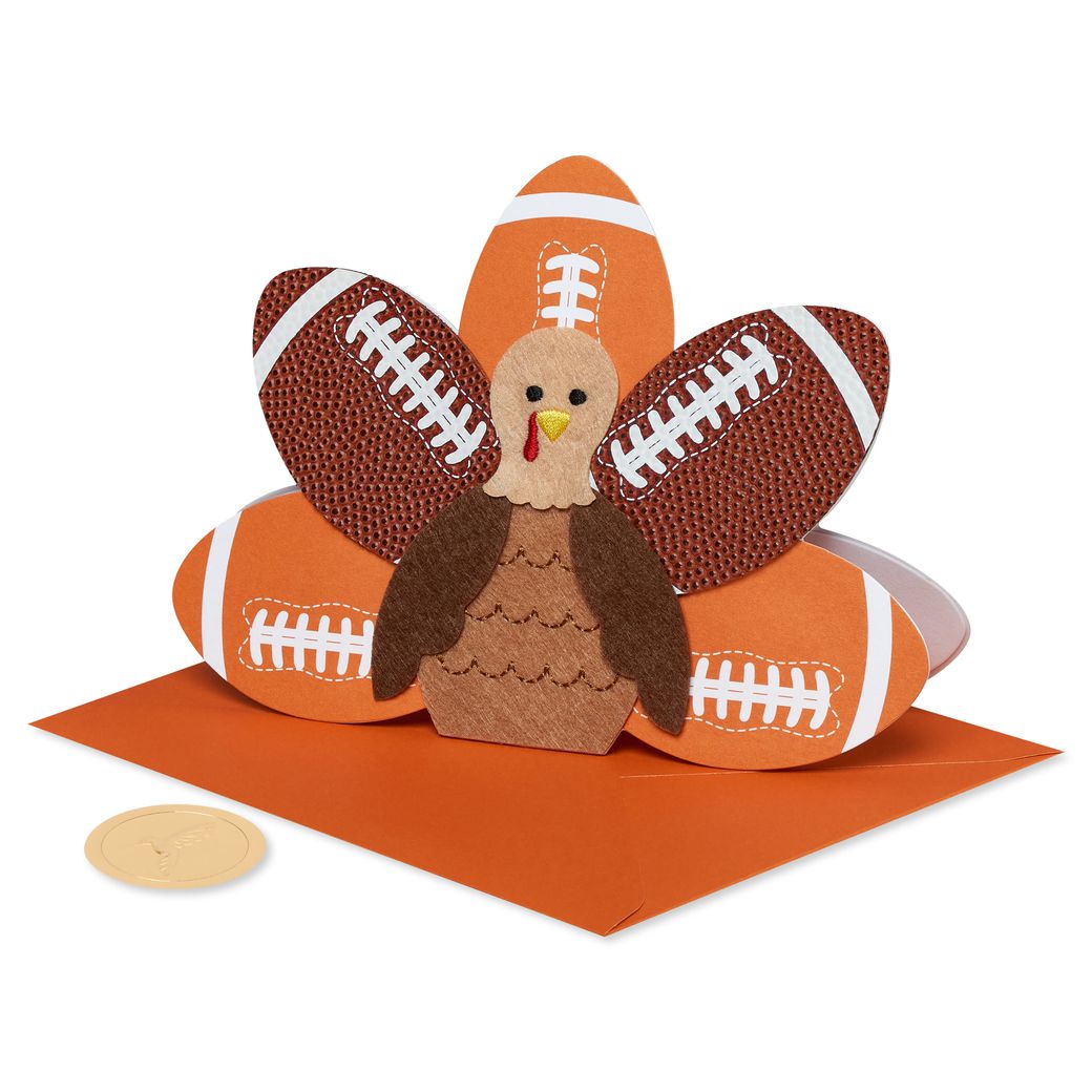 Grateful For Turkey And Touchdowns Thanksgiving Football Greeting Card ...