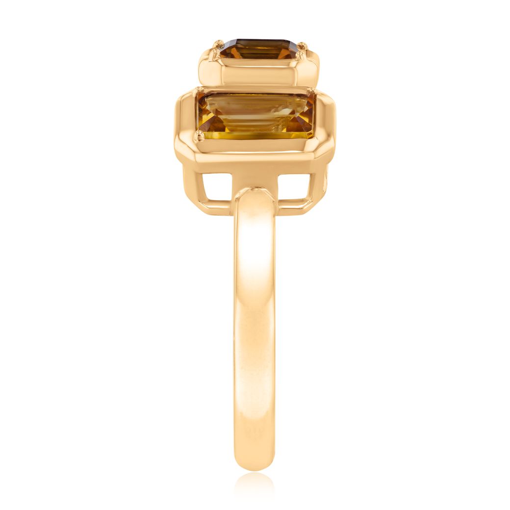Papyrus Light Citrine And Dark Citrine Yellow Gold Open Ring - Papyrus