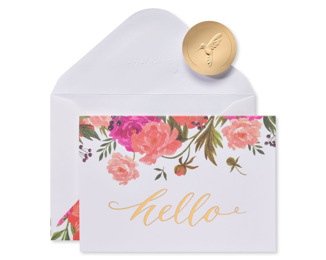 Floral Hello Blank Note Cards With Envelopes, 14-Count - Papyrus