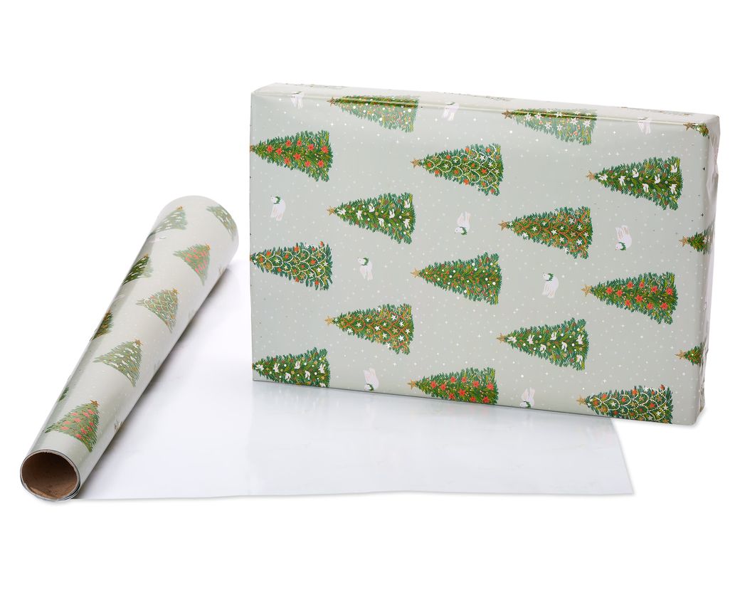 Red Plaid And Pine Trees Holiday Wrapping Paper Rolls, 2 Rolls - Papyrus