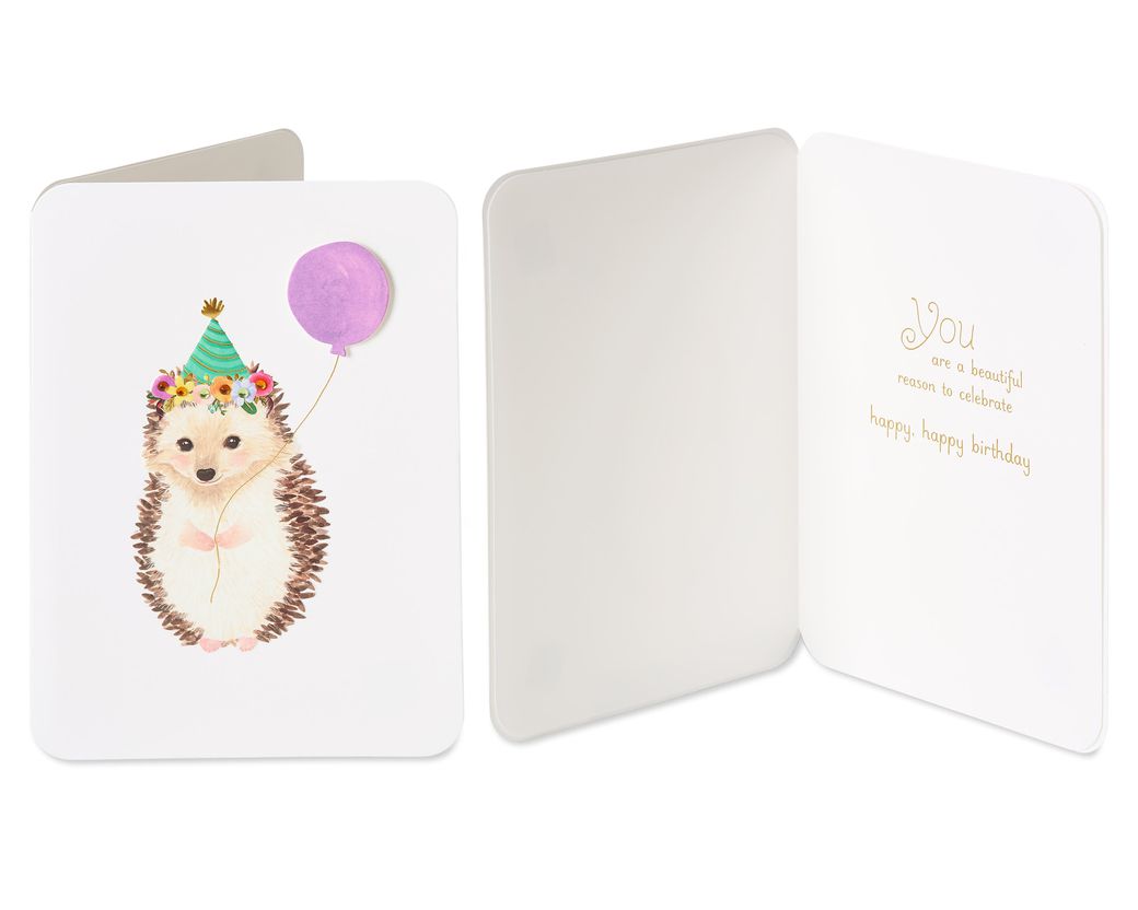 Hedgehog And Elephant Birthday Greeting Card Bundle For Kids, 2-Count ...
