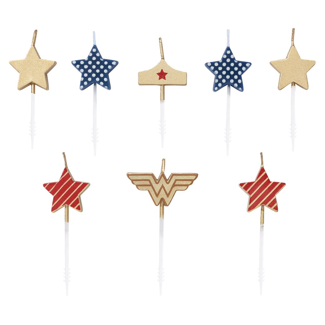 Wonder Woman Stars Cake Topper Birthday Candles, 8-Count - Papyrus