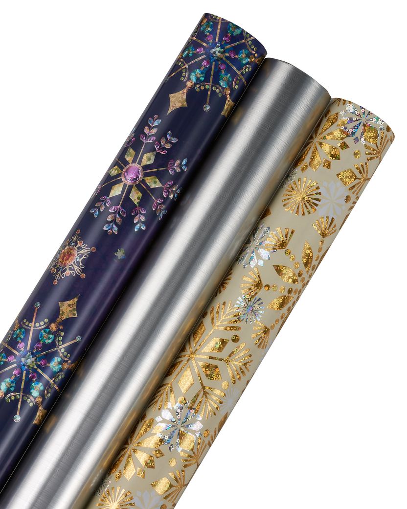 Metallic Trio Holiday Wrapping Paper Rolls, 3 Rolls - Papyrus