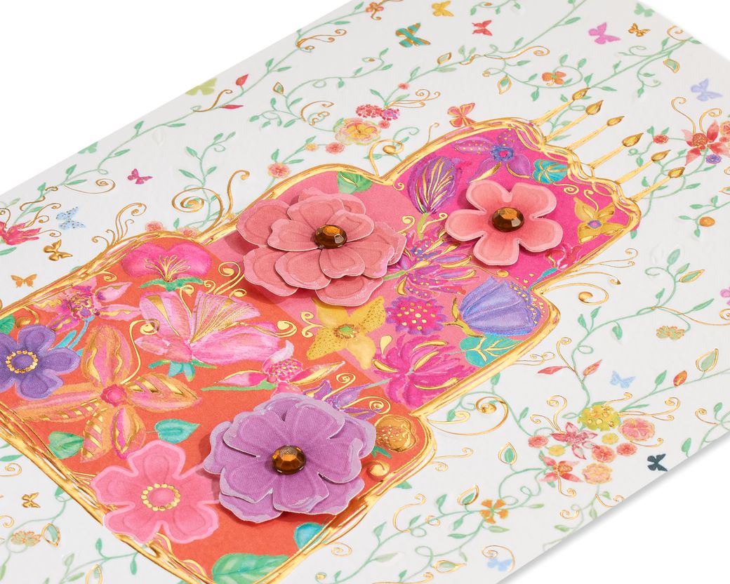 Floral Birthday Cake Birthday Greeting Card - Designed By House Of ...