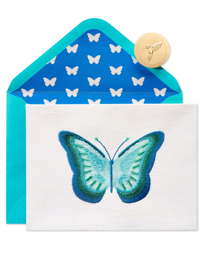 Embroidered Butterfly Birthday Greeting Card - Papyrus