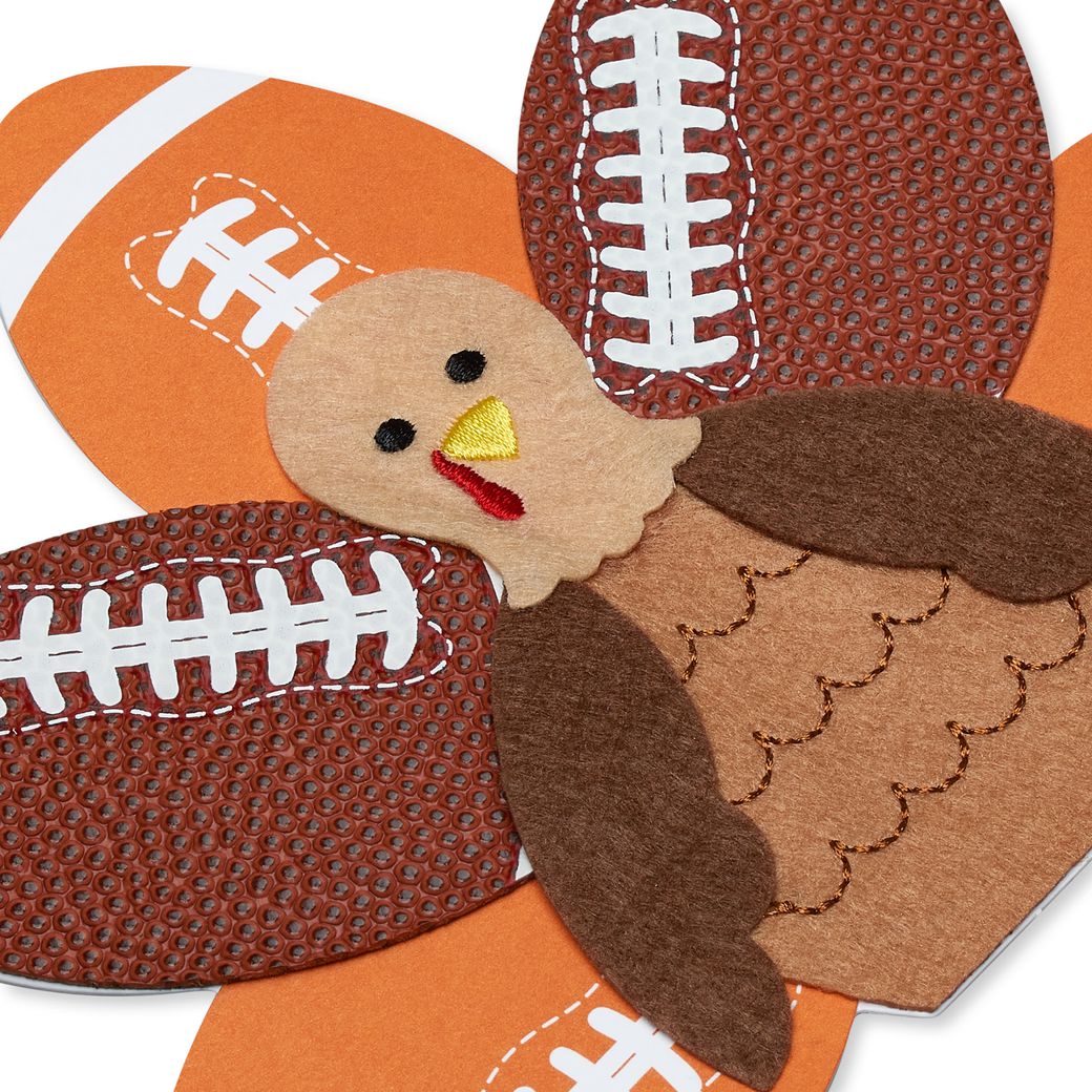 Grateful For Turkey And Touchdowns Thanksgiving Football Greeting Card ...