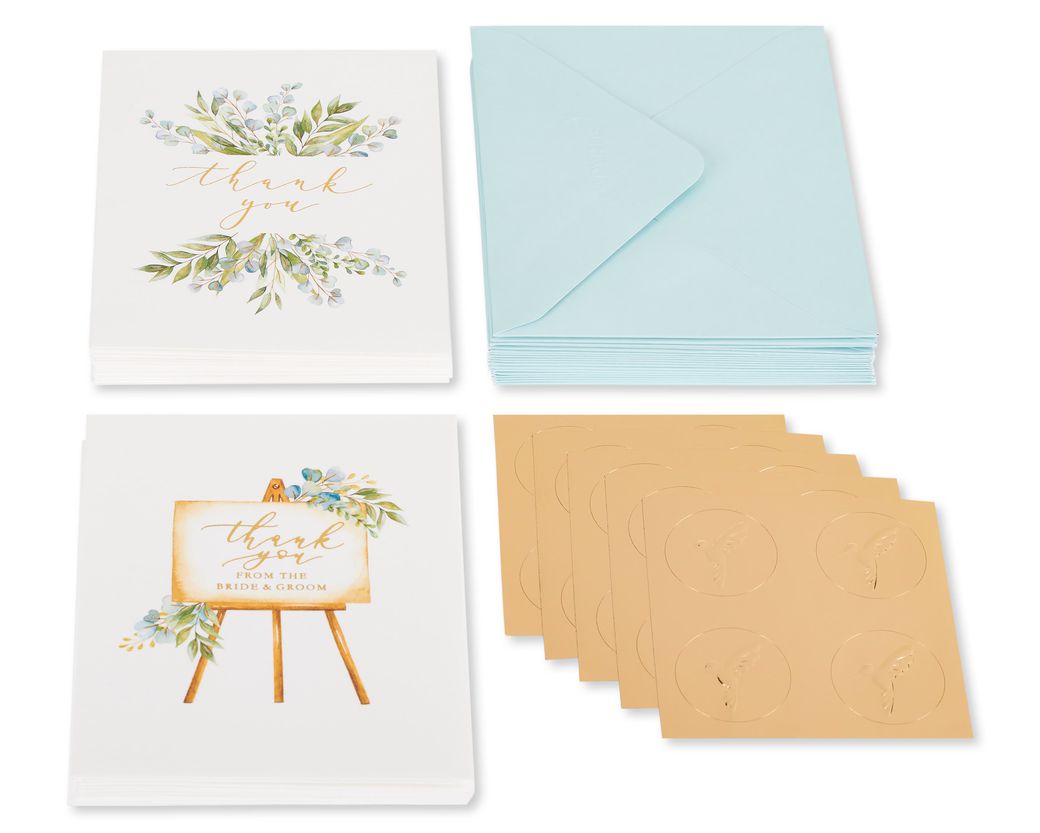 Floral Wedding Thank You Boxed Blank Note Cards With Envelopes, 20 ...