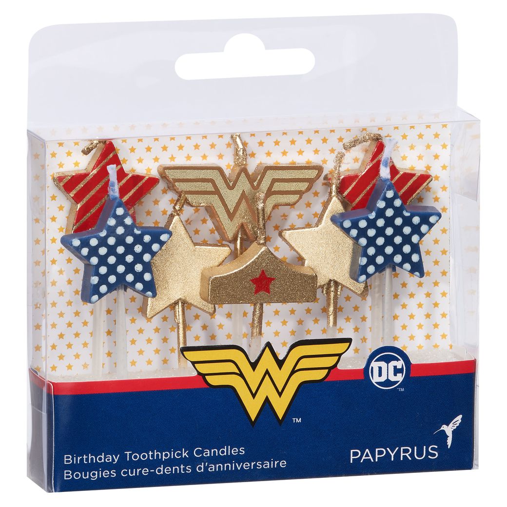 Wonder Woman Stars Cake Topper Birthday Candles, 8-Count - Papyrus