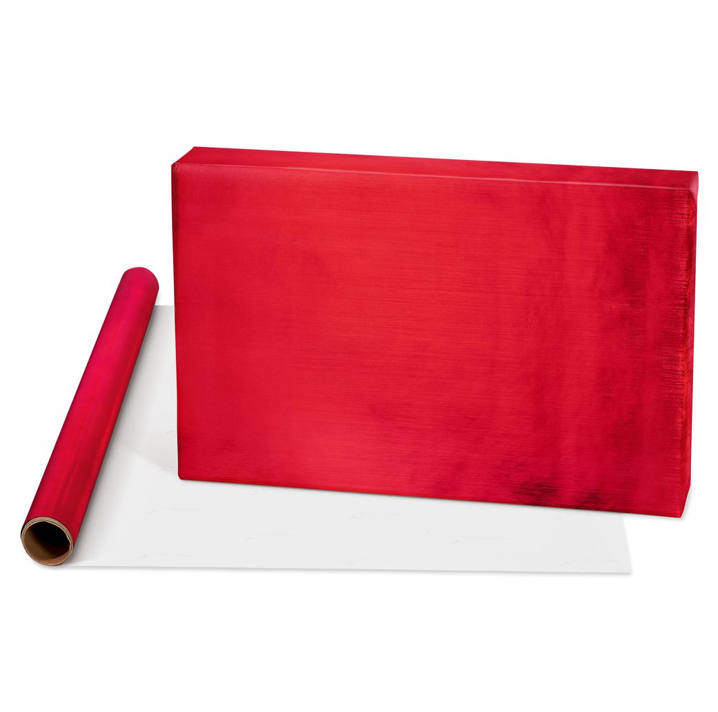 Metallic Red, Christmas Tree, Christmas Tidings Holiday Wrapping Paper ...