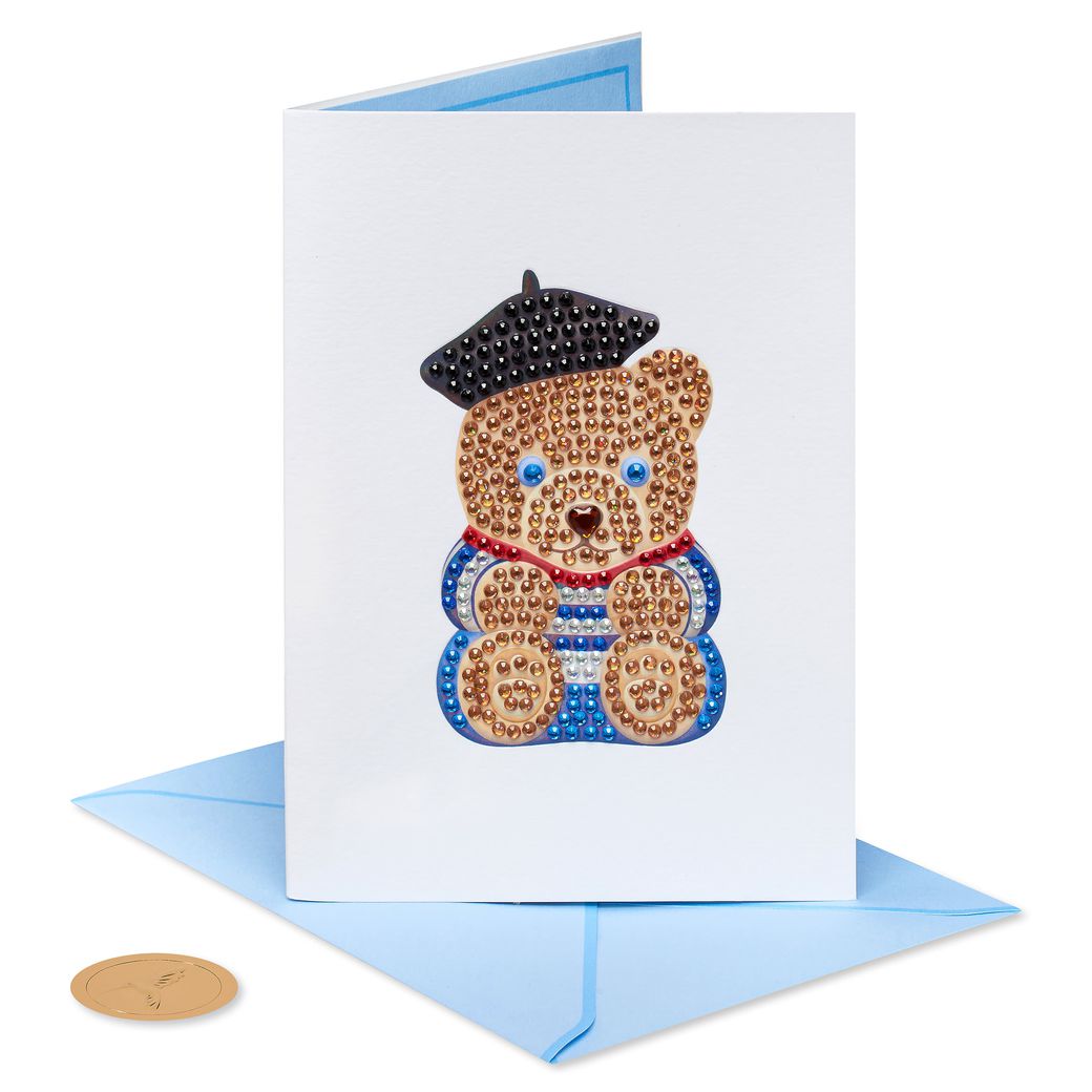Judith Leiber Gemmed French Bear Blank Greeting Card - Papyrus