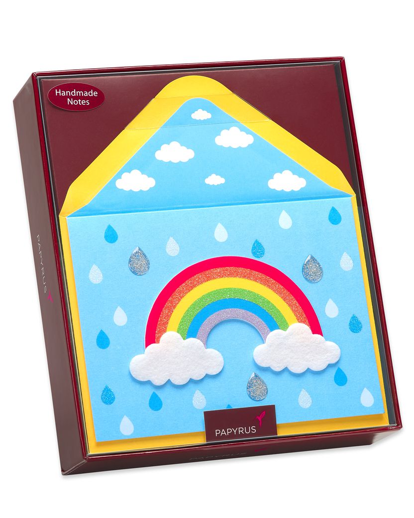 Rainbow Handmade Boxed Blank Note Cards With Glitter, 8-Count - Papyrus