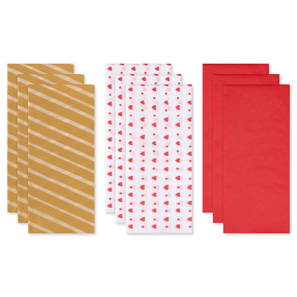 Hearts And Stripes Valentine's Day Tissue Paper, 9 Sheets - Papyrus