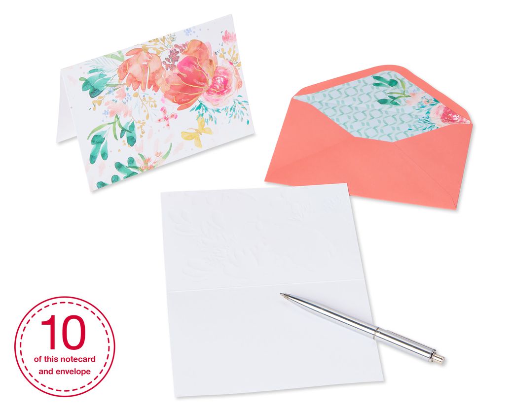 Watercolor Floral Boxed Blank Note Cards, 10-Count - Papyrus