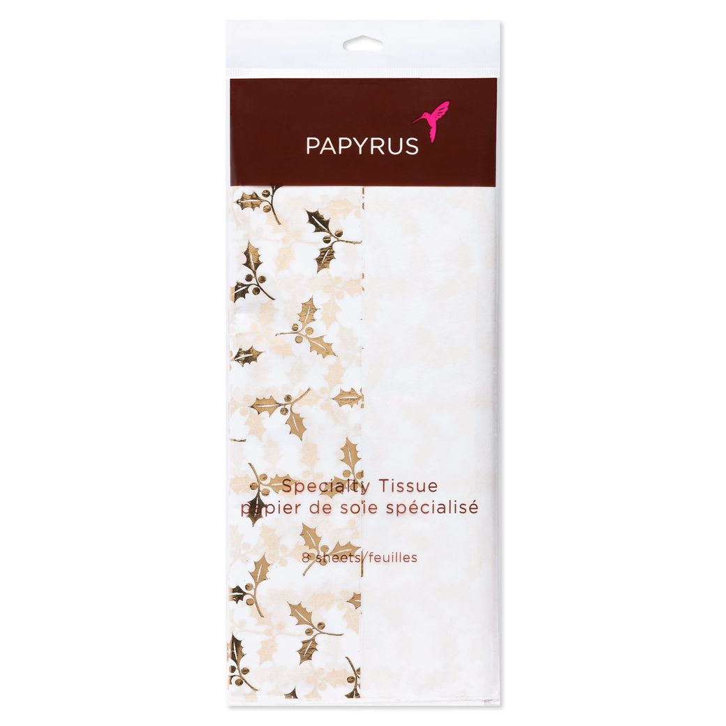 Holly Holiday Tissue Paper, 8 Sheets - Papyrus
