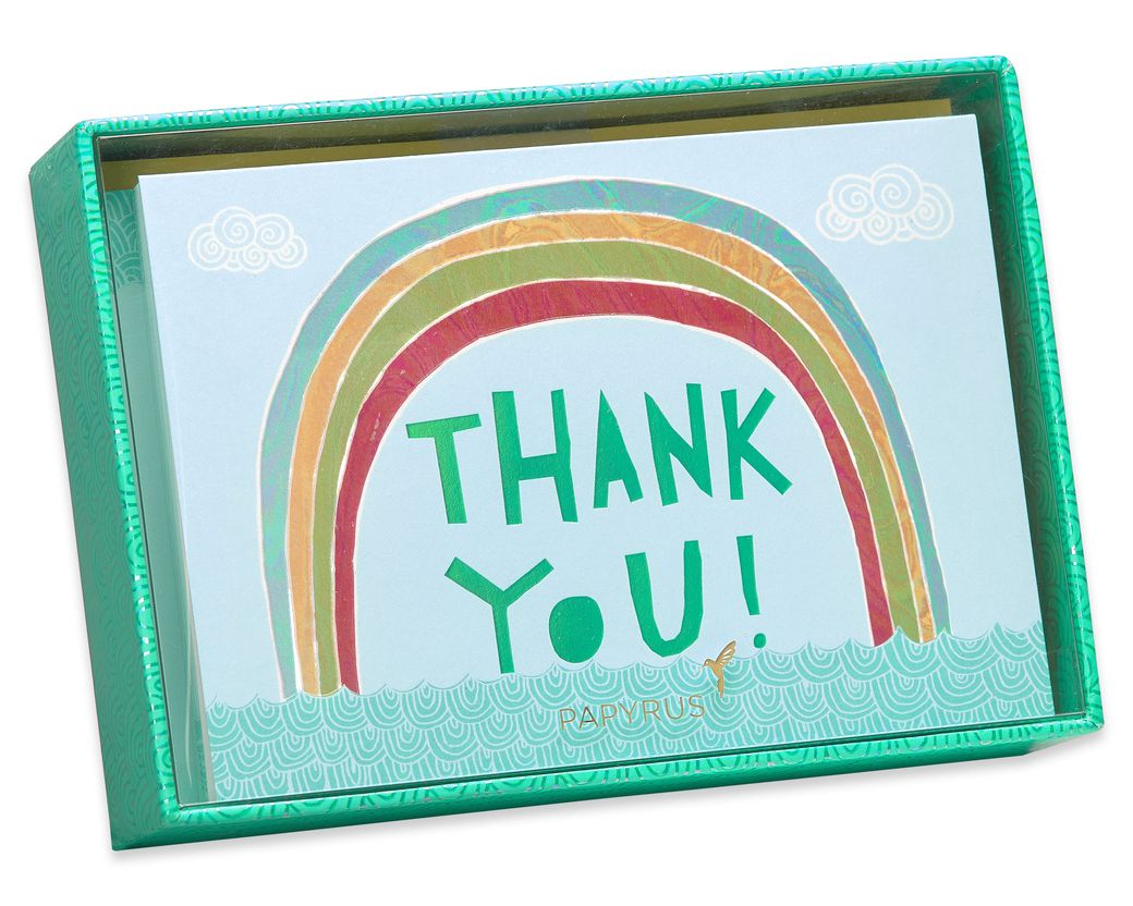 Rainbow Thank You Boxed Blank Note Cards And Envelopes, 12-Count - Papyrus