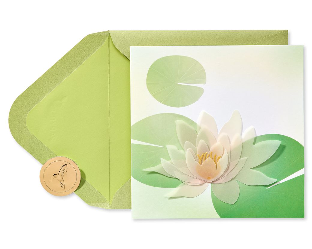 Transparent Lotus Flower Sympathy Greeting Card - Papyrus