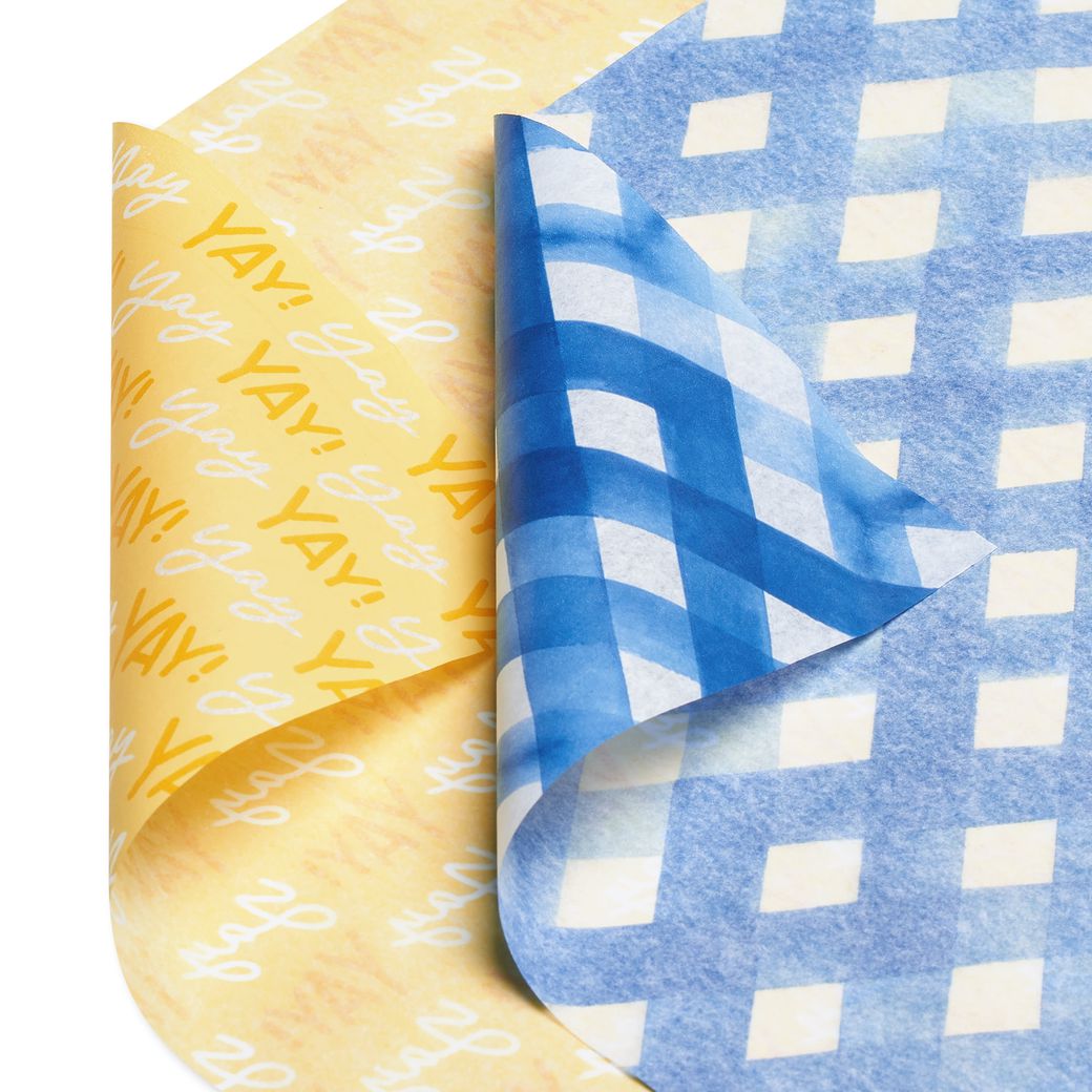 Yellow And Blue Patterns Tissue Paper, 8 Sheets - Papyrus