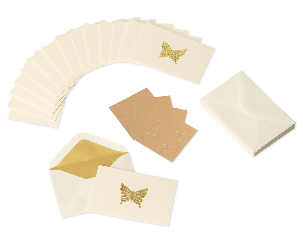 Gold Butterfly Boxed Blank Cards And Envelopes, 16-Count - Papyrus