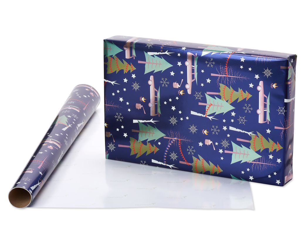 Playful Cats, Cars And Trees Holiday Wrapping Paper Rolls, 2 Rolls ...