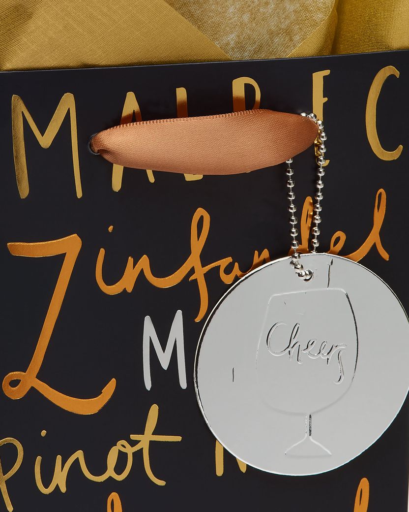 Wine Variety Beverage Gift Bag With Gold Linen Tissue Paper, 1 Gift Bag ...