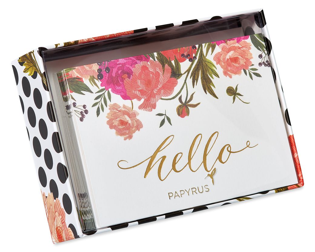 Floral Hello Blank Note Cards With Envelopes, 14-Count - Papyrus