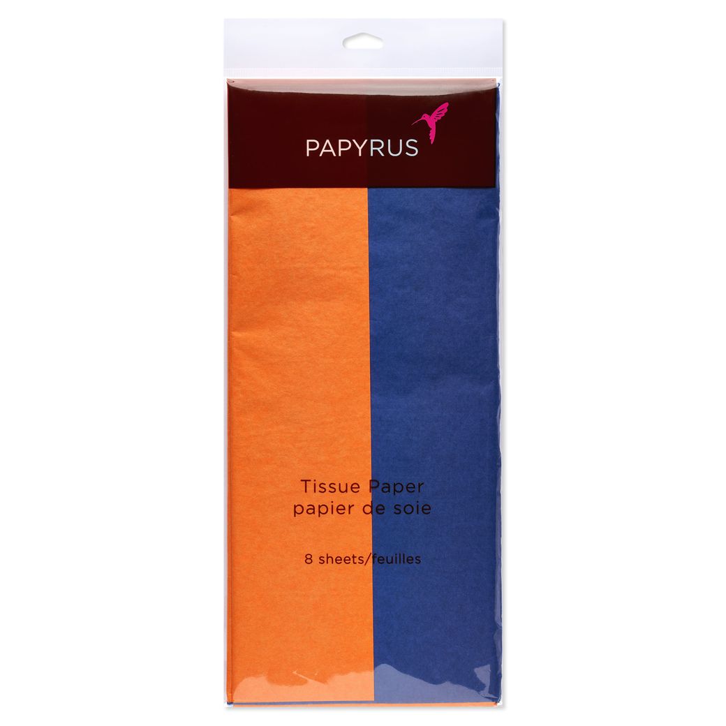 Navy And Orange Tissue Paper, 8-Sheets - Papyrus