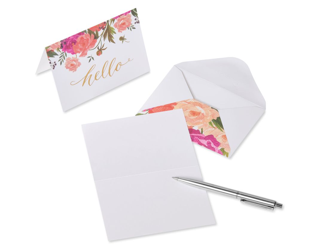 Floral Hello Blank Note Cards With Envelopes, 14-Count - Papyrus