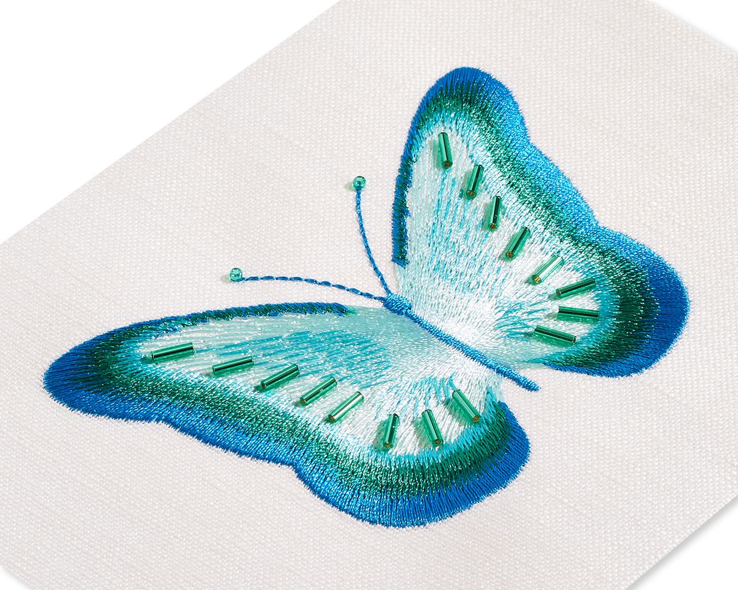 Embroidered Butterfly Birthday Greeting Card - Papyrus