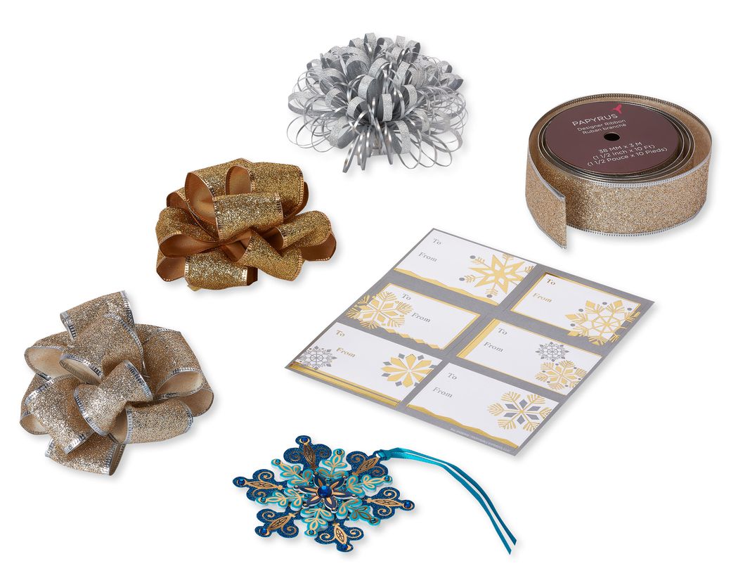 Glitz And Glam Holiday Wrapping Paper Set, 2 Rolls, 3 Bows, 1 Ribbon, 3 ...