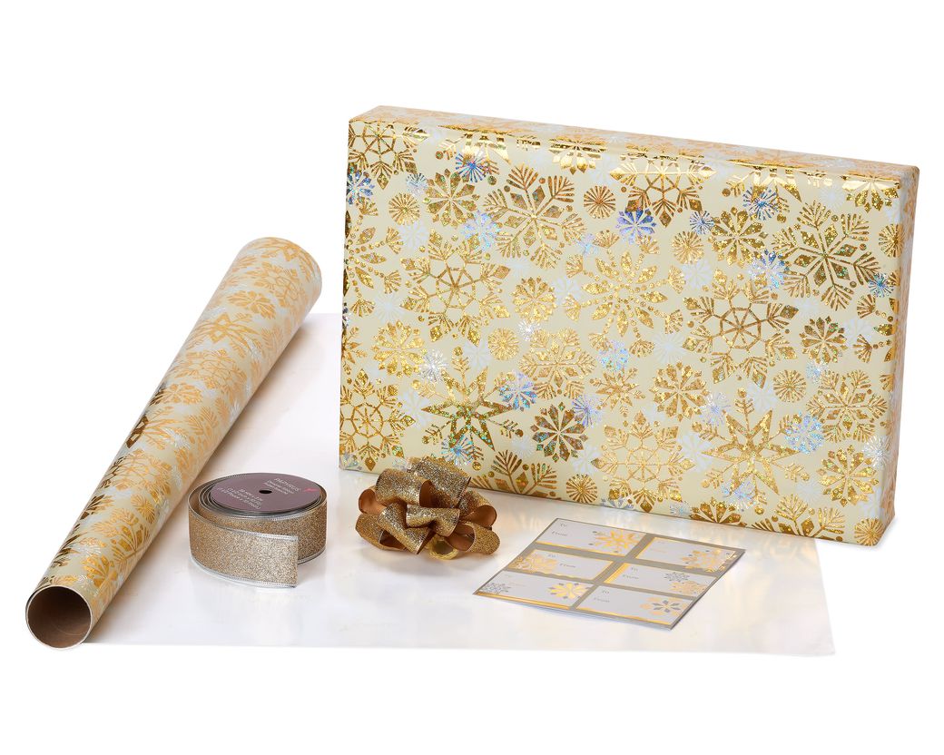 Glitz And Glam Holiday Wrapping Paper Set, 2 Rolls, 3 Bows, 1 Ribbon, 3 ...