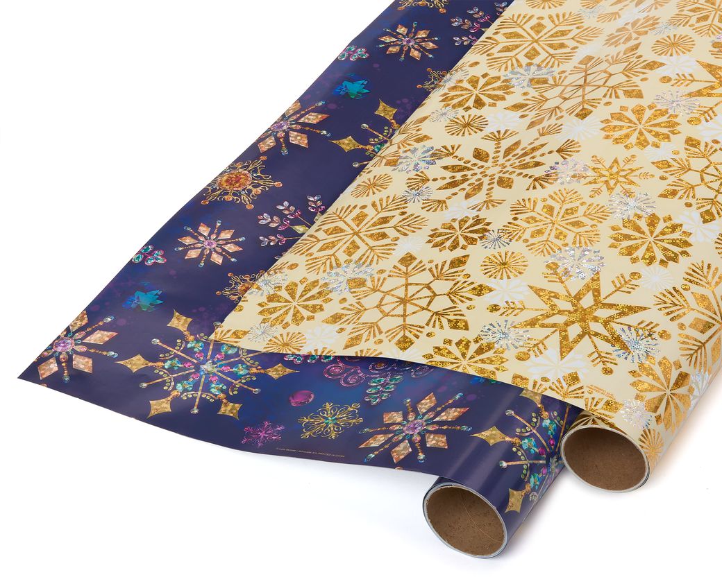 Glitz And Glam Holiday Wrapping Paper Set, 2 Rolls, 3 Bows, 1 Ribbon, 3 ...