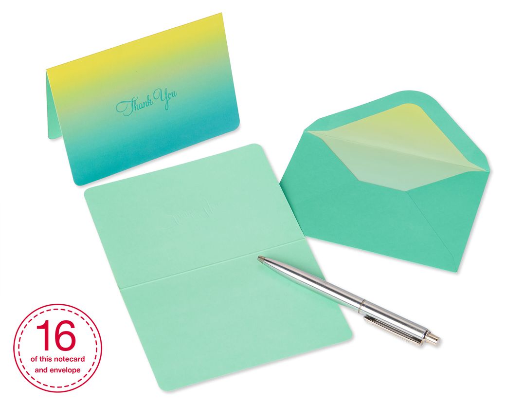 Teal Ombre Boxed Thank You Cards And Envelopes, 16-Count - Papyrus