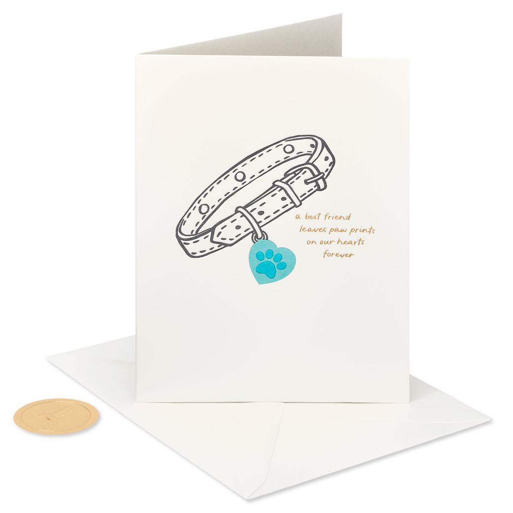 Paw Prints On Our Hearts Blank Pet Sympathy Greeting Card - Papyrus