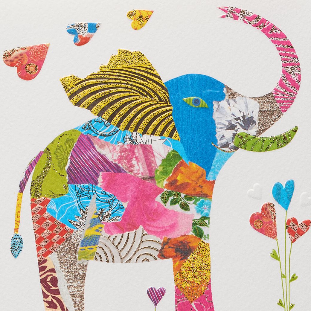 Collage Elephant Birthday Greeting Card - Designed By House Of ...