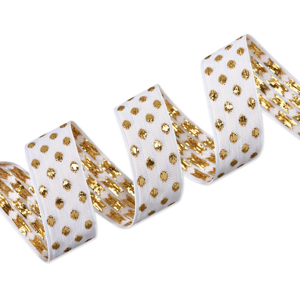 White And Gold Holiday Ribbon - Papyrus