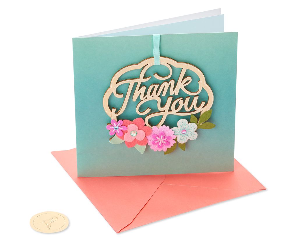 Wood Wreath Thank You Greeting Card - Papyrus