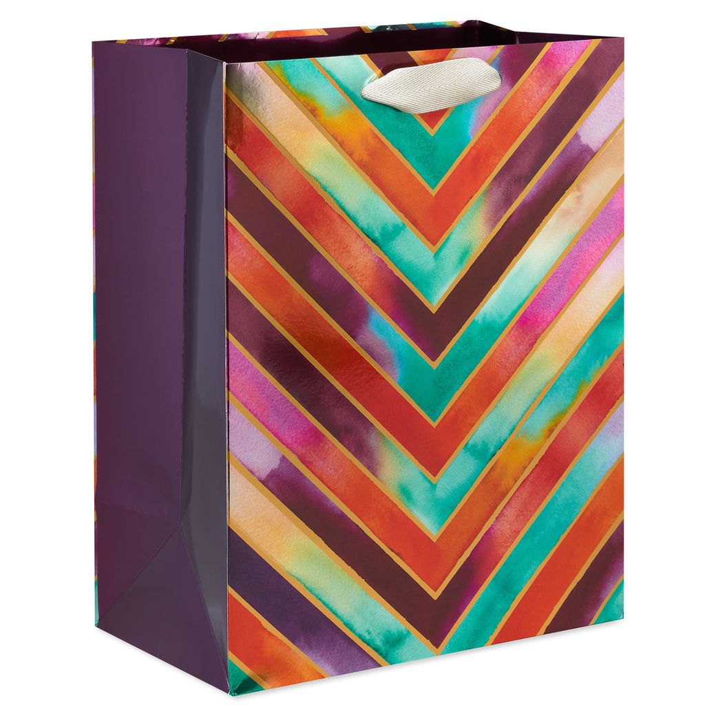 Fall Chevron Papyrus Large Gift Bag For Fall, 1 Bag - Papyrus