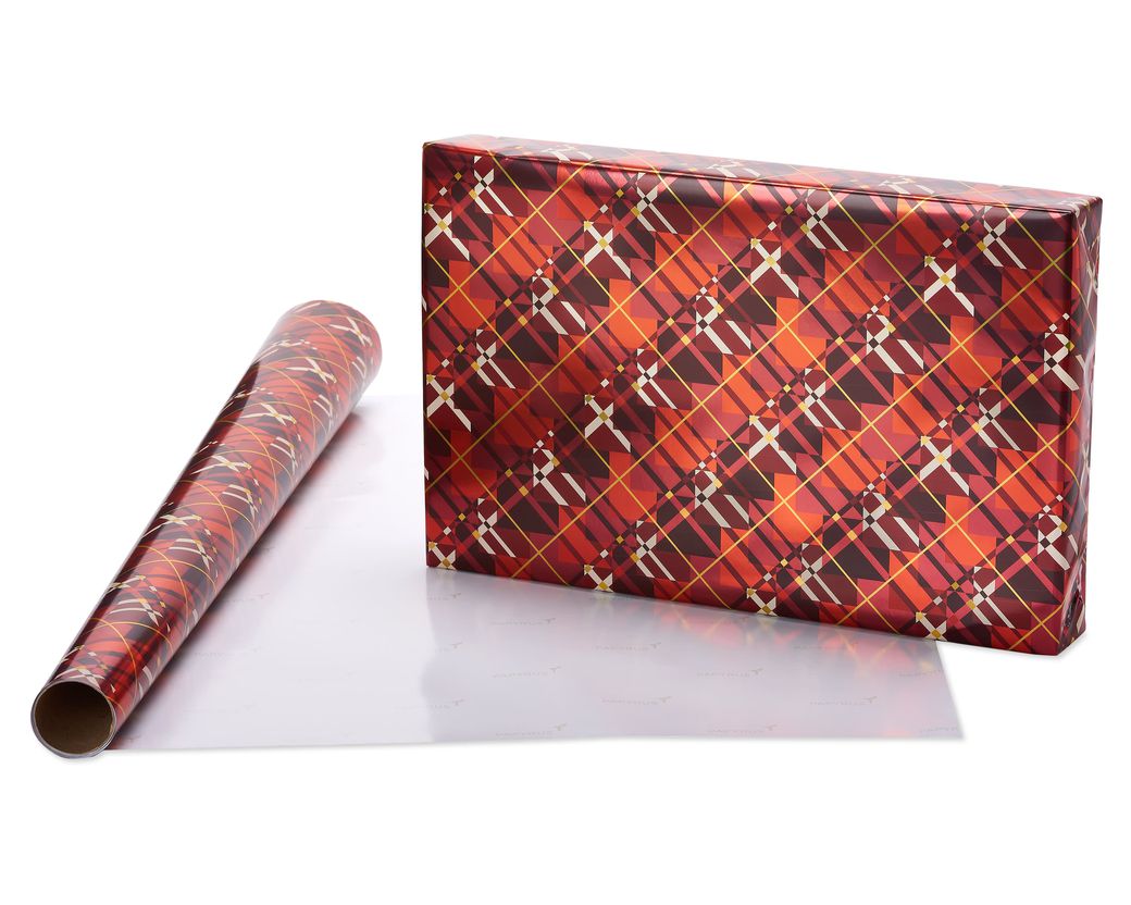 Red Plaid And Pine Trees Holiday Wrapping Paper Rolls, 2 Rolls - Papyrus