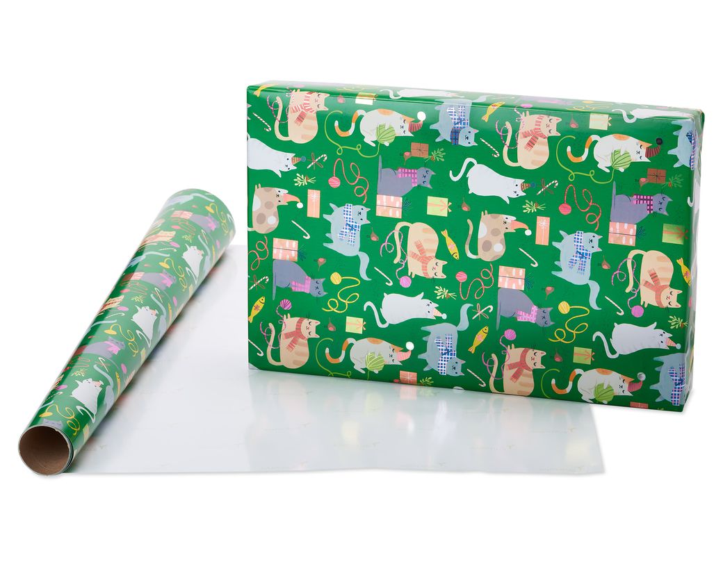 Playful Cats, Cars And Trees Holiday Wrapping Paper Rolls, 2 Rolls ...