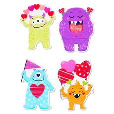 Monster Hearts Valentine's Day Cards For Kids, 20-Count, 1 Sticker ...