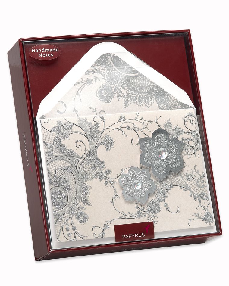 Blank Inside Lace And Flowers Handmade Boxed Blank Note Cards With ...